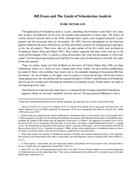 (PDF) Bill Evans and the Limits of Schenkerian Analysis