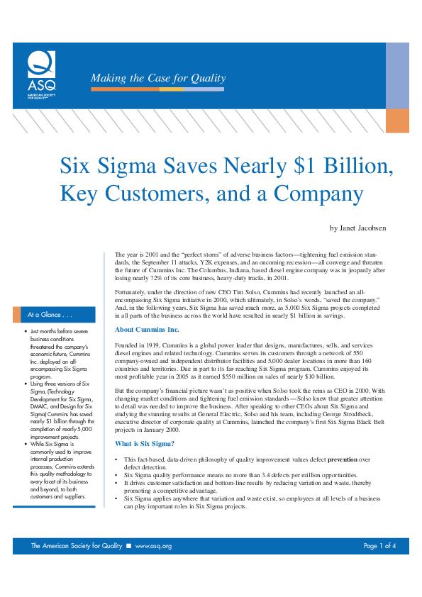 (PDF) The American Society for Quality Making the Case for Quality Six ...