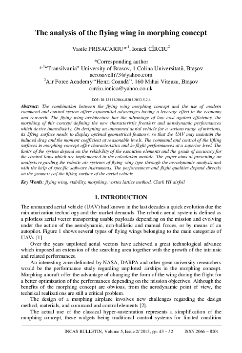 The analysis of the flying wing in morphing concept