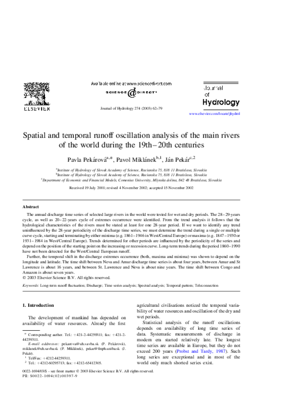 Pdf Spatial And Temporal Runoff Oscillation Analysis Of The Main Rivers Of The World During