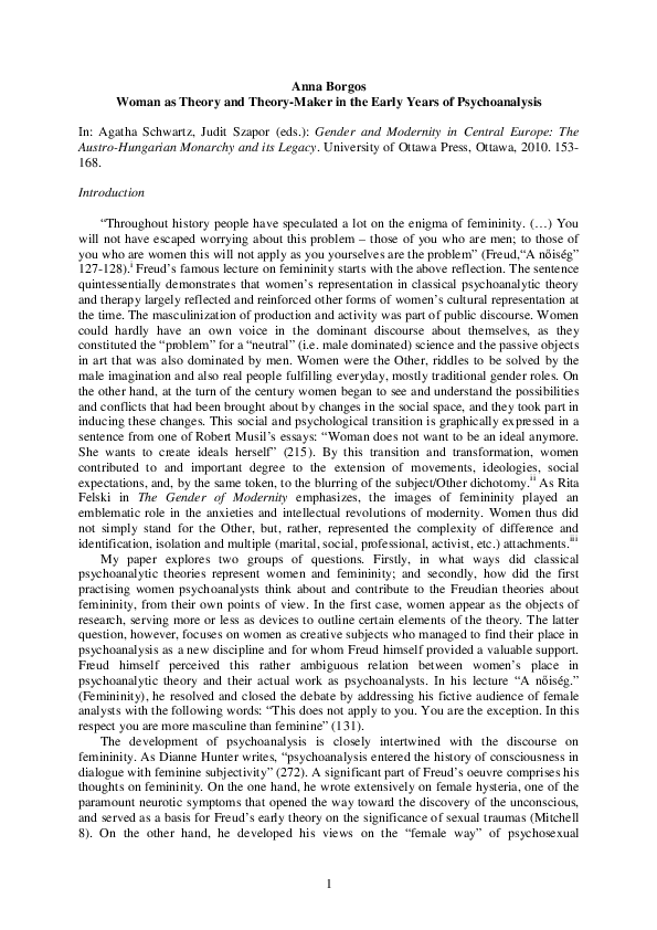 (PDF) Woman as Theory and Theory-Maker in the Early Years of Psychoanalysis