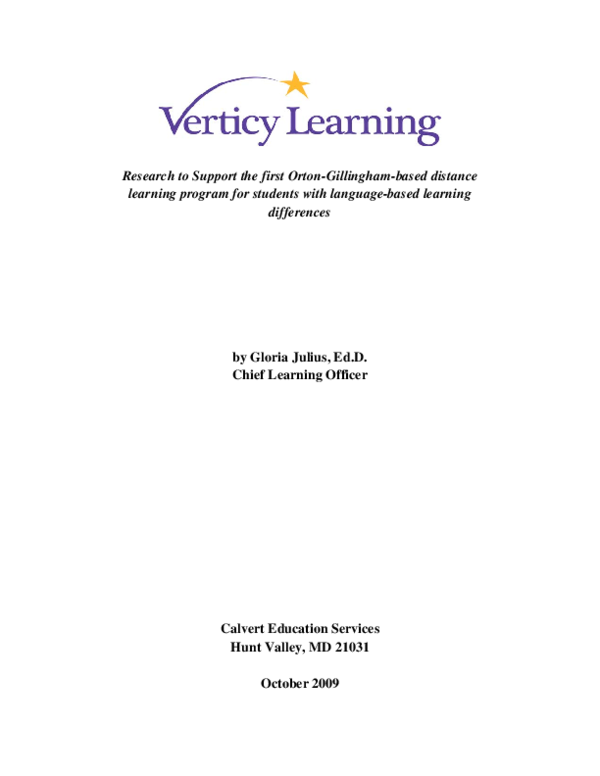 (PDF) Research to Support the first Orton-Gillingham-based distance ...