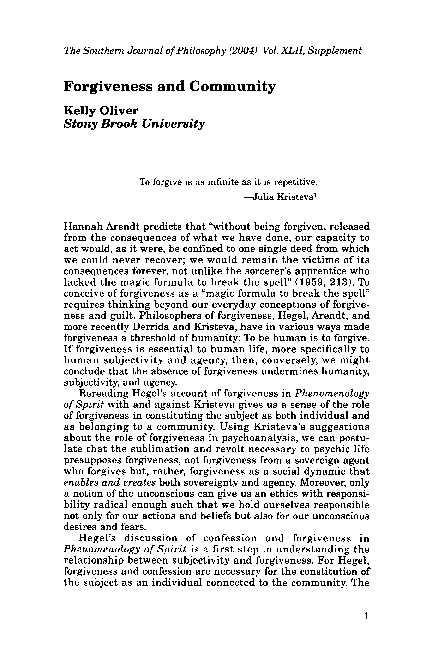 (PDF) Forgiveness and Community