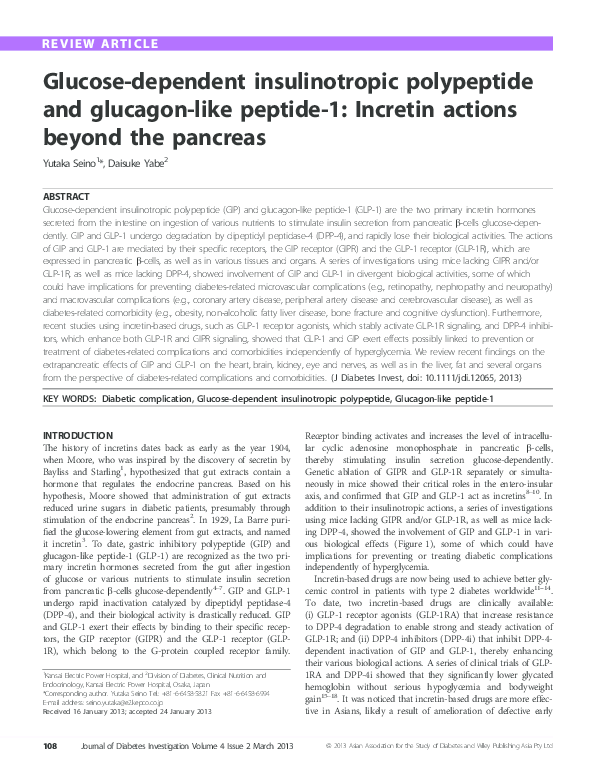 (PDF) Glucose-dependent insulinotropic polypeptide and glucagon-like ...