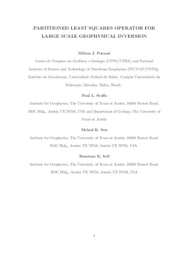 (PDF) Partitioned least-squares operator for large-scale geophysical inversion