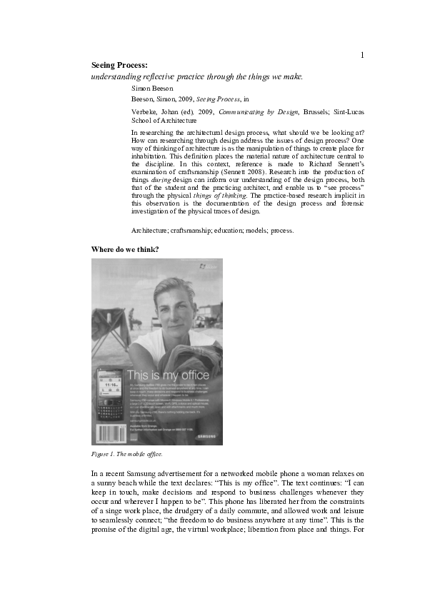 Seeing Process: understanding reflective practice through the things we ...