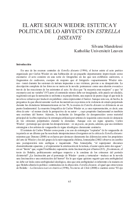 (PDF) El arte según Wieder: estética y política de lo abyecto en ...