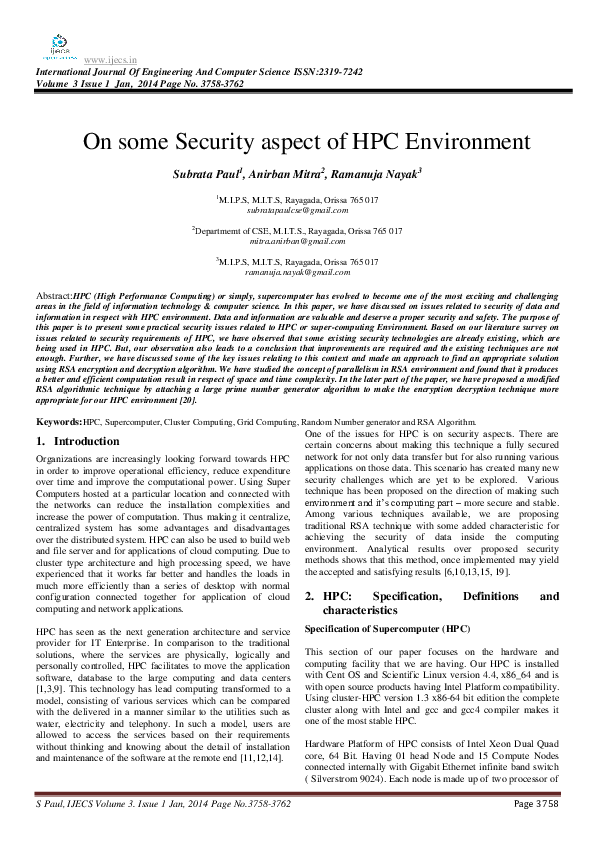 Pdf Securing Hpc Enhanced Rsa Encryption Method
