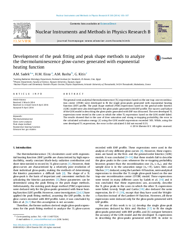 (PDF) Development of the peak fitting and peak shape methods to analyze ...