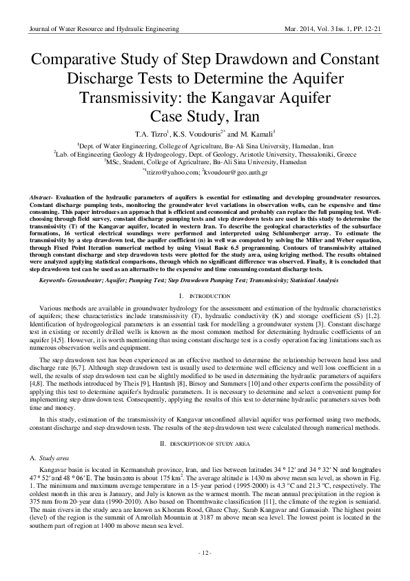 Comparative Study of Step Drawdown and Constant Discharge Tests to ...