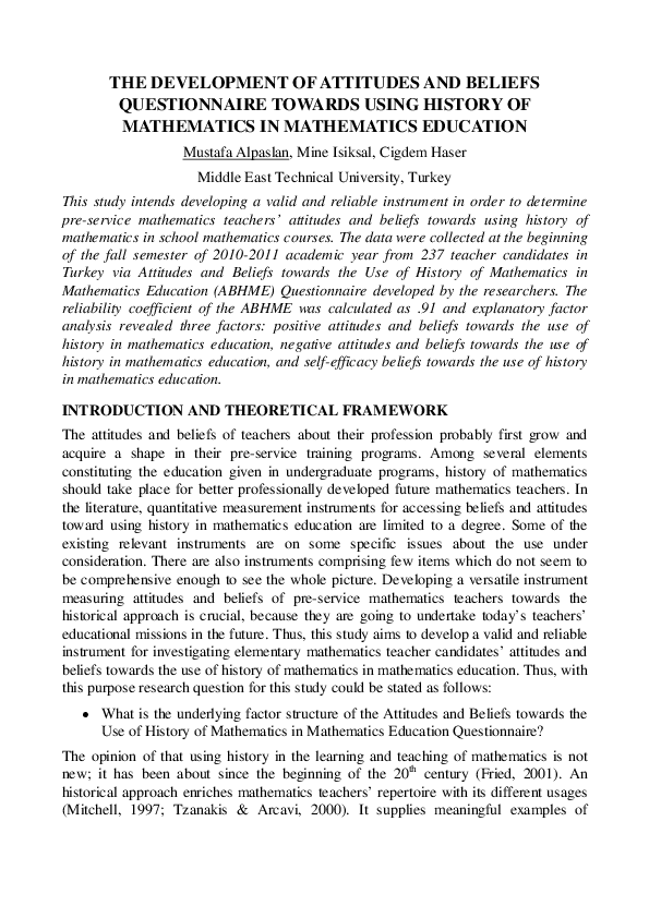 (PDF) THE DEVELOPMENT OF ATTITUDES AND BELIEFS QUESTIONNAIRE TOWARDS ...