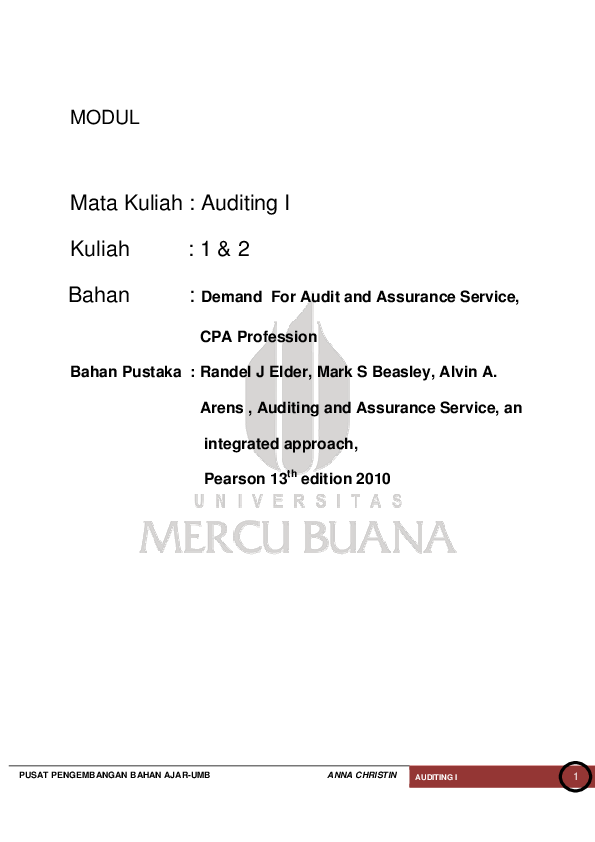 (PDF) PUSAT PENGEMBANGAN BAHAN AJAR-UMB Bahan : Demand For Audit and ...