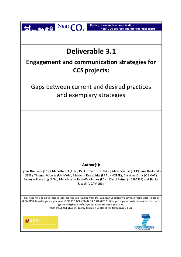 (PDF) Engagement and communication strategies for CCS projects: Gaps ...