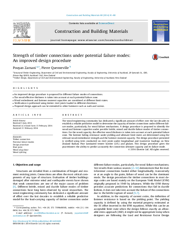 (PDF) Strength of timber connections under potential failure modes: An ...