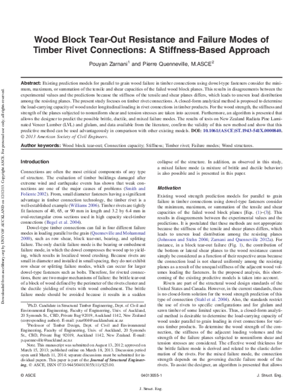 (PDF) Wood block tear-out resistance and failure modes of timber rivet ...