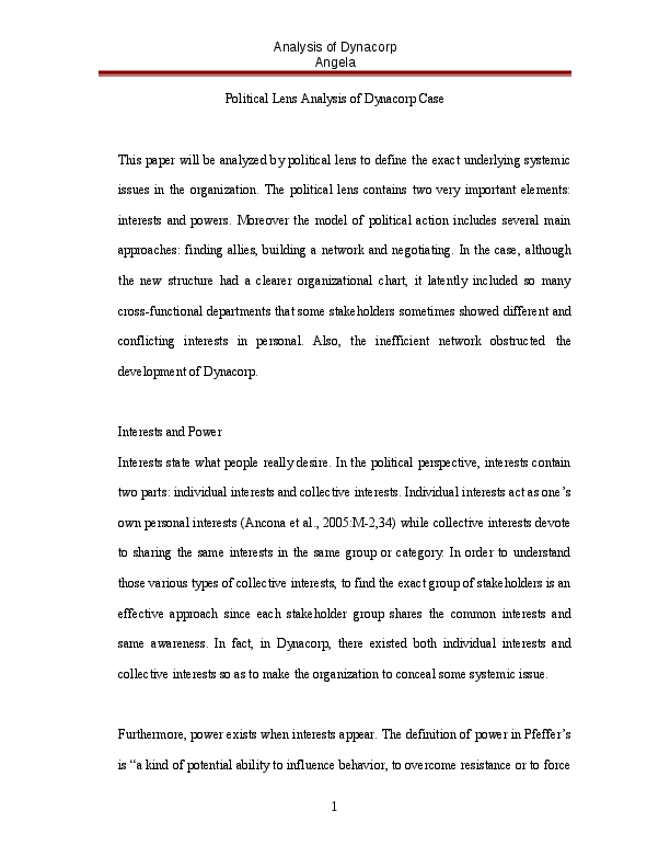 (DOC) Political Lens Analysis of Dynacorp Case