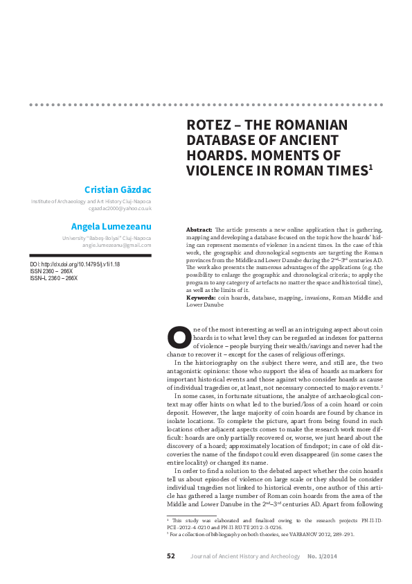 (PDF) RoTez - patterns of violence through hoards' hiding