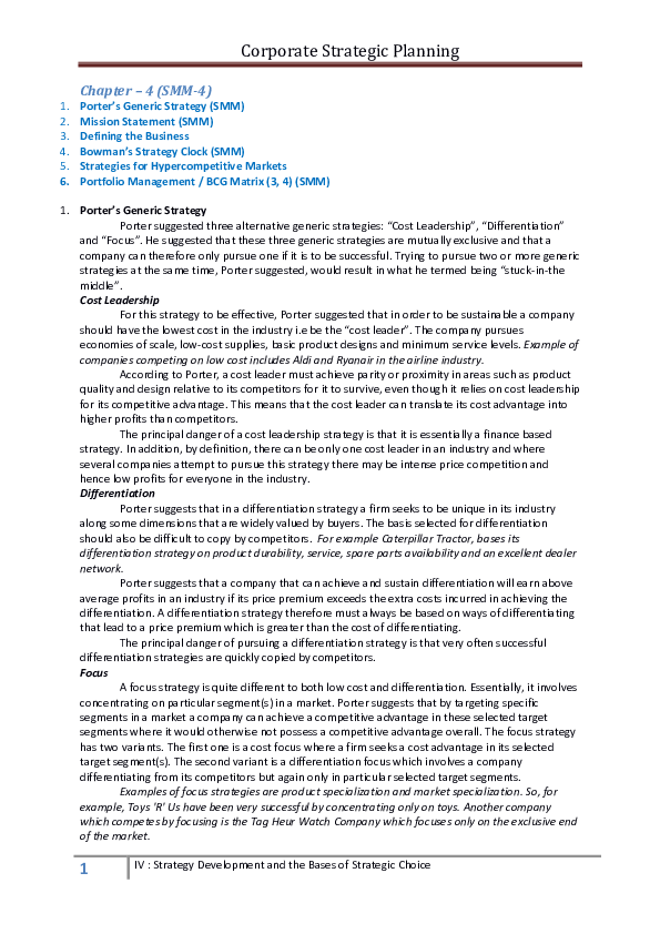 (DOC) Corporate Strategy and Planning, ABE Level-6