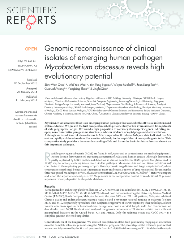 (PDF) Genomic reconnaissance of clinical isolates of emerging human ...