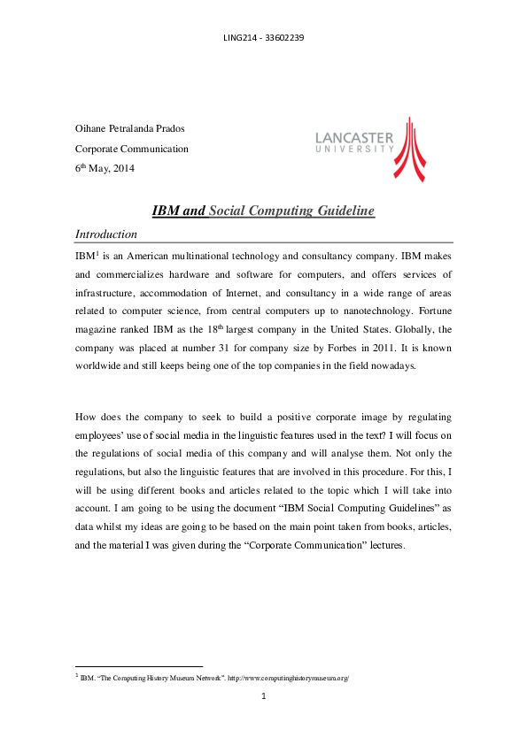 (PDF) IBM and Social Computing Guideline