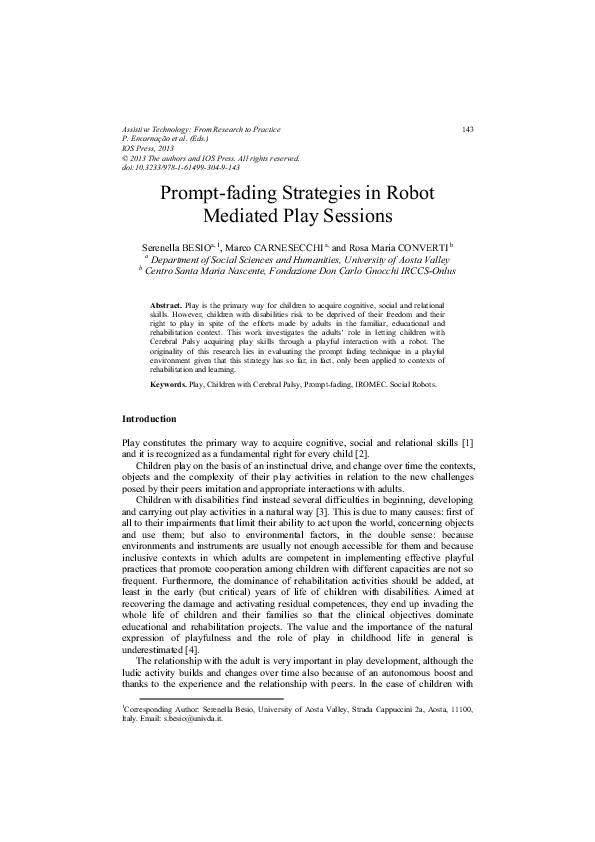 (PDF) Prompt-fading Strategies in Robot Mediated Play Sessions