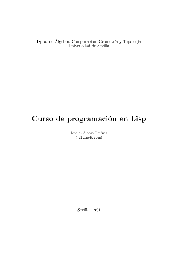 (PDF) Curso de programación en Lisp Contenido