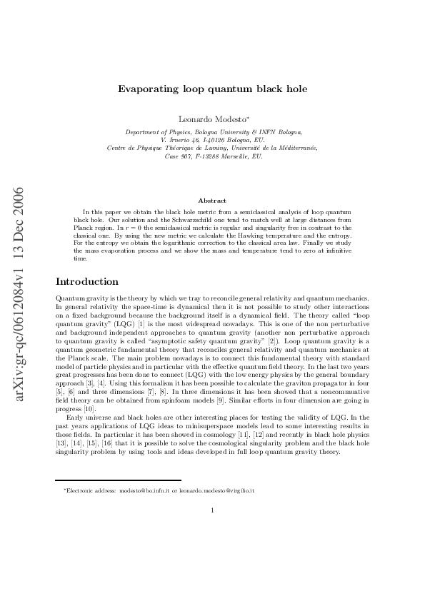 (PDF) Evaporating loop quantum black hole