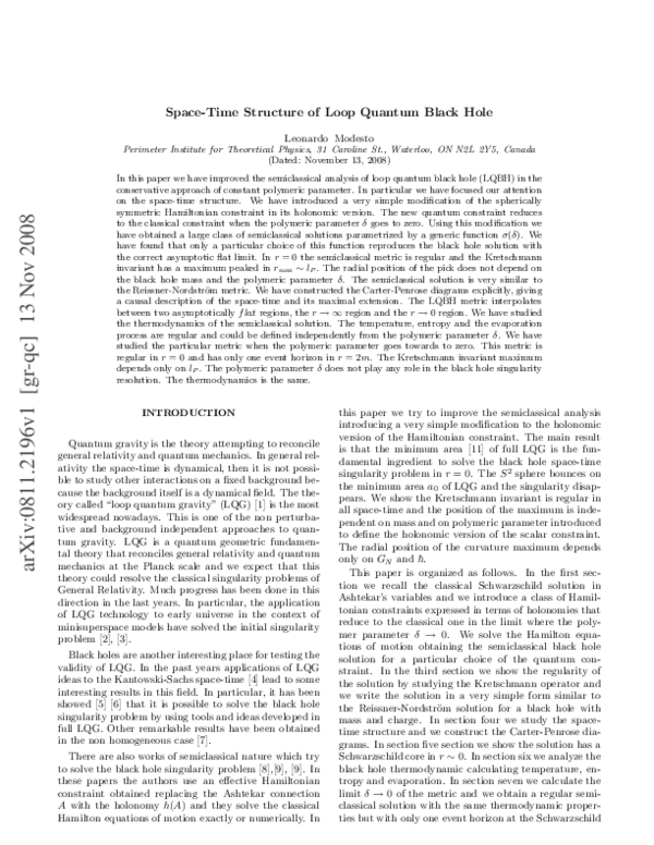 (PDF) Space-Time Structure of Loop Quantum Black Hole