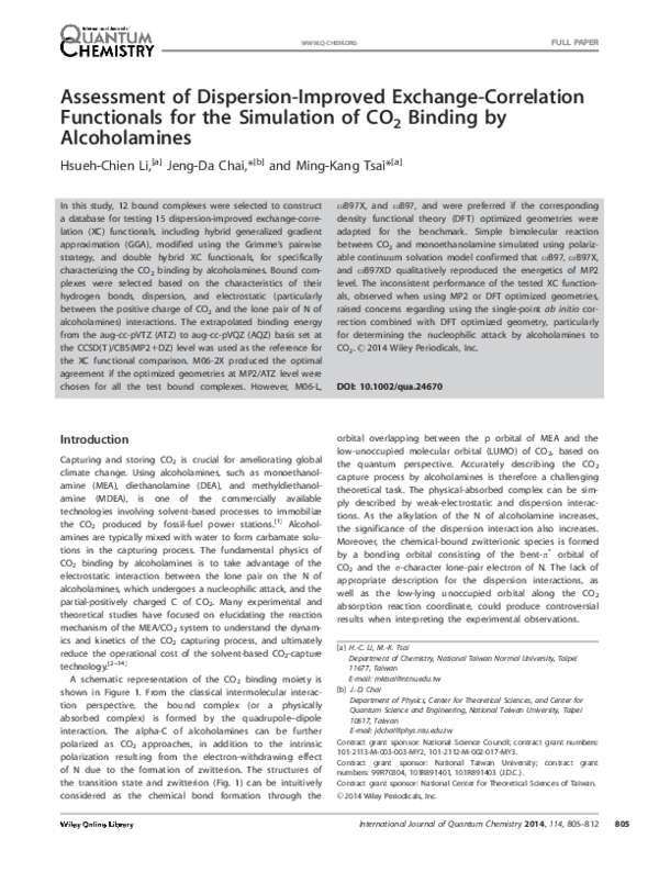 (PDF) Assessment of Dispersion-Improved Exchange-Correlation Functionals for the Simulation of ...
