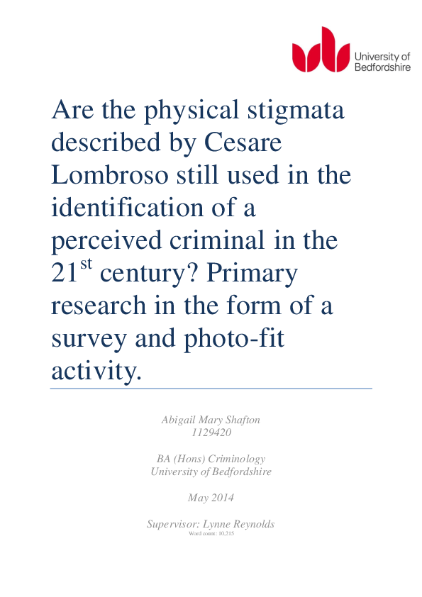 (DOC) Are the physical stigmata described by Cesare Lombroso still used ...