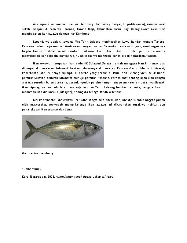 (DOC) Ikan Awawu (Endemik Kab. Barru, Sulawesi Selatan)