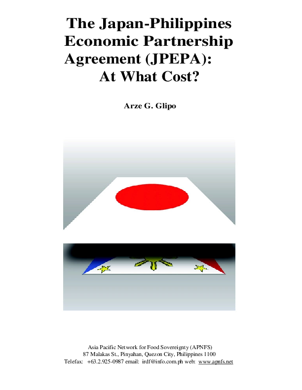 (PDF) The Japan-Philippines Economic Partnership Agreement (JPEPA): At ...