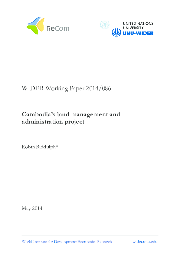 (PDF) Cambodia's land management and administration project