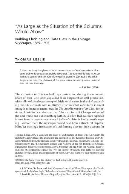 (PDF) "As Large as the Situation of the Columns Would Allow:" Building ...