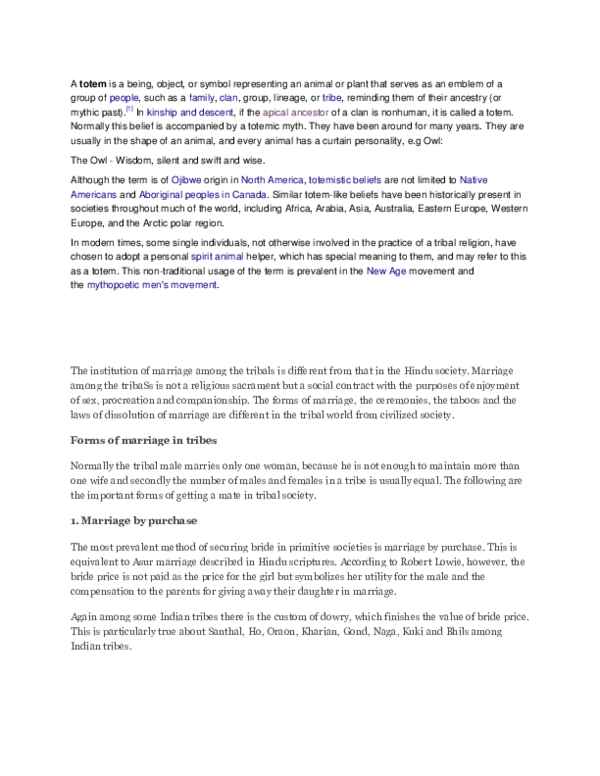 (DOC) A totem is a being