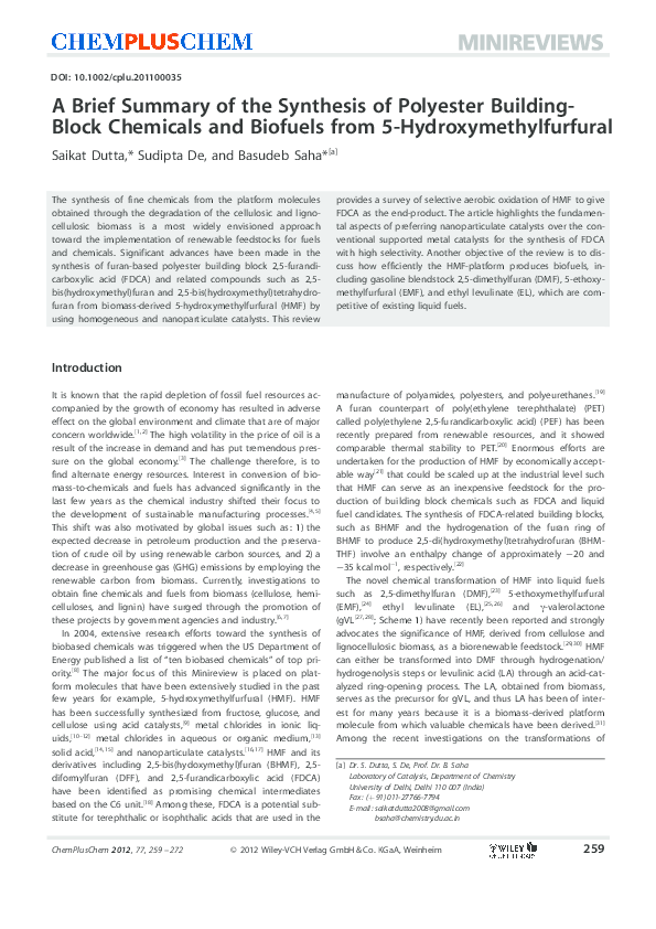 (PDF) A Brief Summary of the Synthesis of Polyester Building Block ...