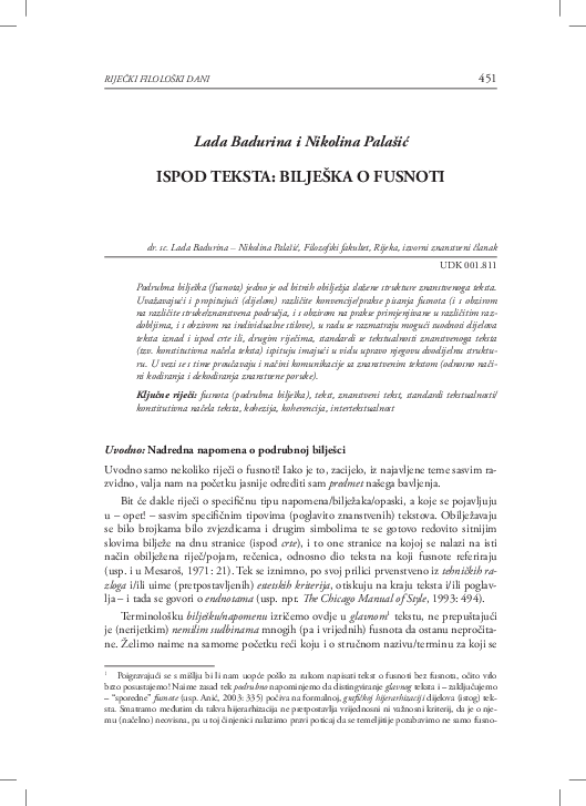 (PDF) Ispod teksta: Bilješka o fusnoti