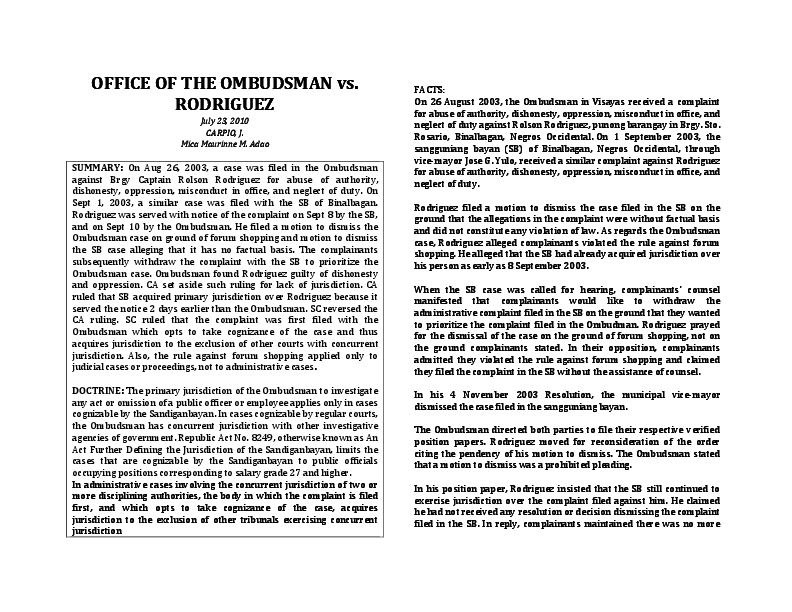 (DOC) Ombudsman Jurisdiction in Public Official Cases