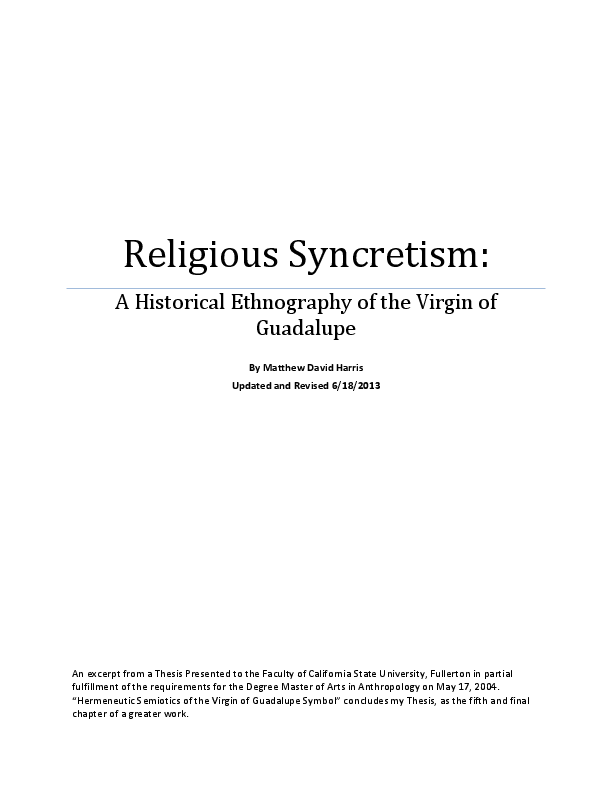 (PDF) Religious Syncretism: A Historical Ethnography of the Virgin of ...
