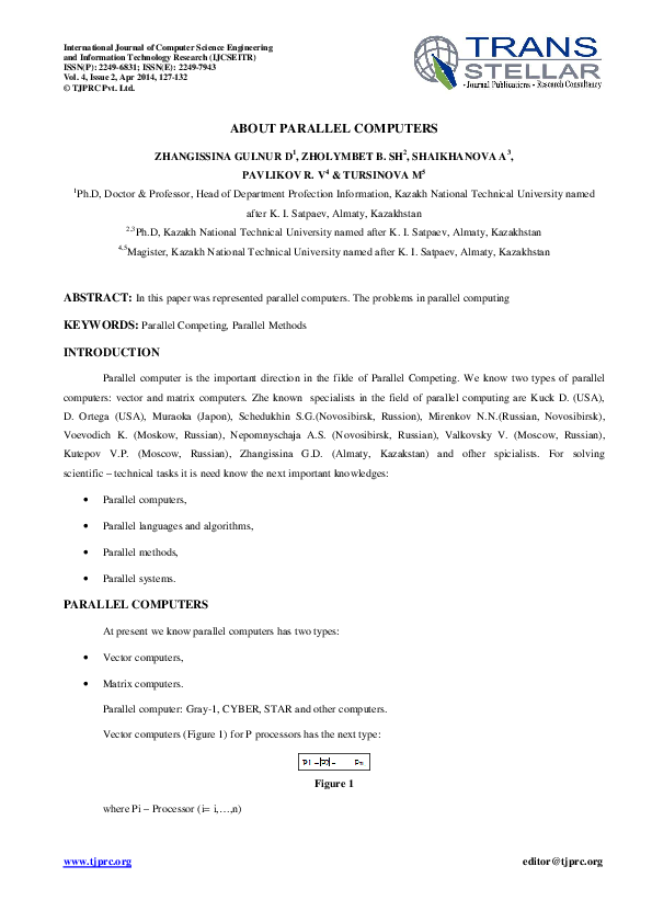 (PDF) ABOUT PARALLEL COMPUTERS
