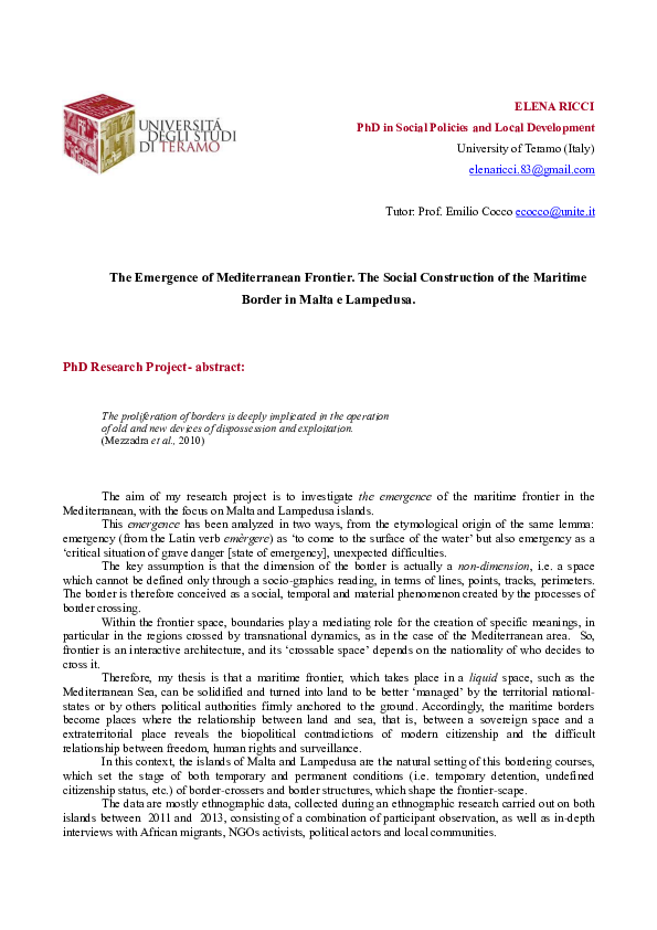 (PDF) PhD Research Project - Abstract