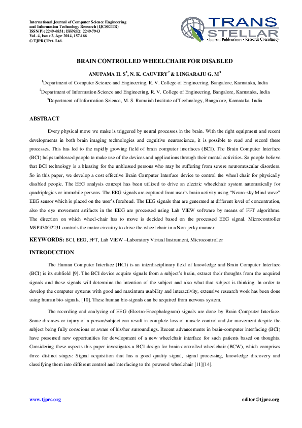 (PDF) BRAIN CONTROLLED WHEELCHAIR FOR DISABLED