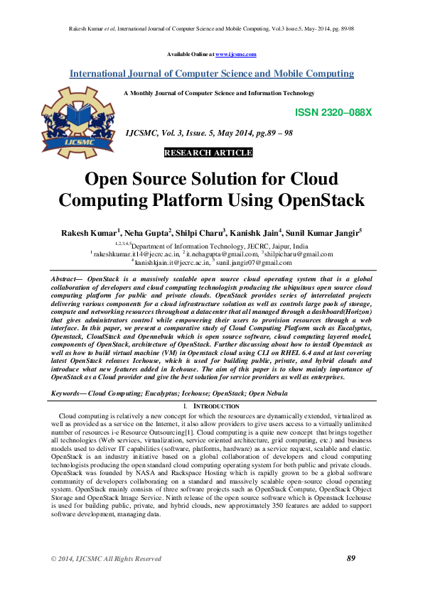 (PDF) Open Source Solution for Cloud Computing Platform Using OpenStack﻿