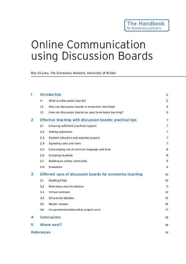 (PDF) Online Communication using Discussion Boards