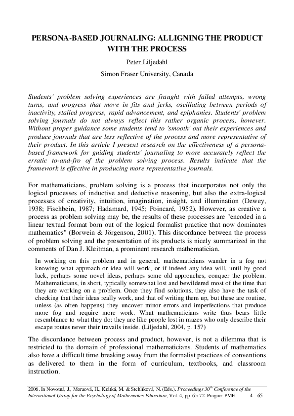 (PDF) PERSONA-BASED JOURNALING: ALLIGNING THE PRODUCT WITH THE PROCESS