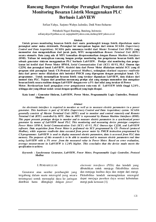 Pdf Rancang Bangun Prototipe Perangkat Pengukuran Dan Monitoring Besaran Listrik Menggunakan