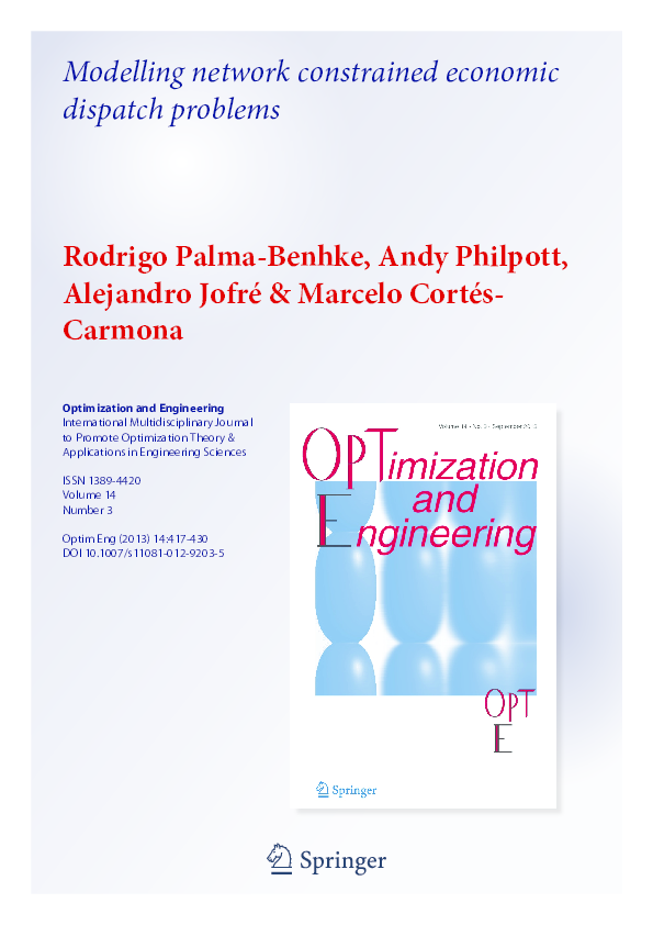 Pdf Modelling Network Constrained Economic Dispatch Problems