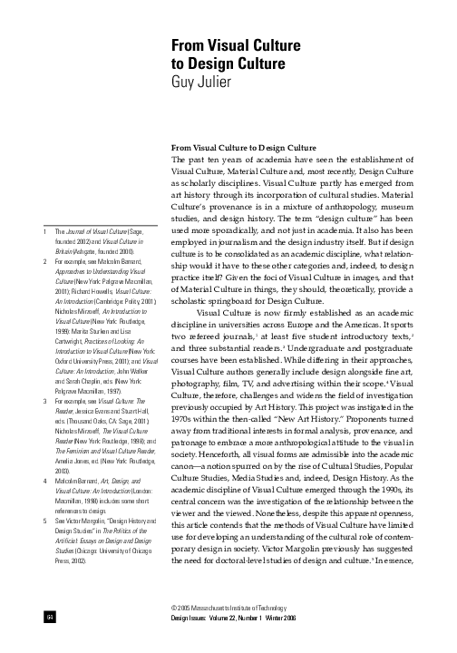 (PDF) From Visual Culture to Design Culture Guy Julier