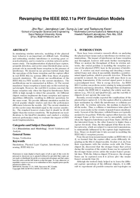 (PDF) Revamping the IEEE 802.11a PHY Simulation Models