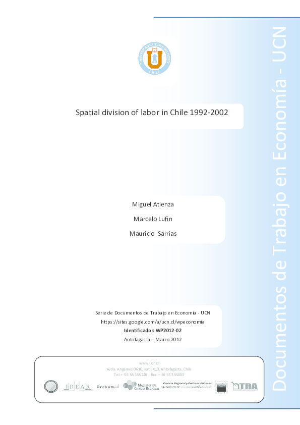 (PDF) Spatial division of labor in Chile 1992-2002